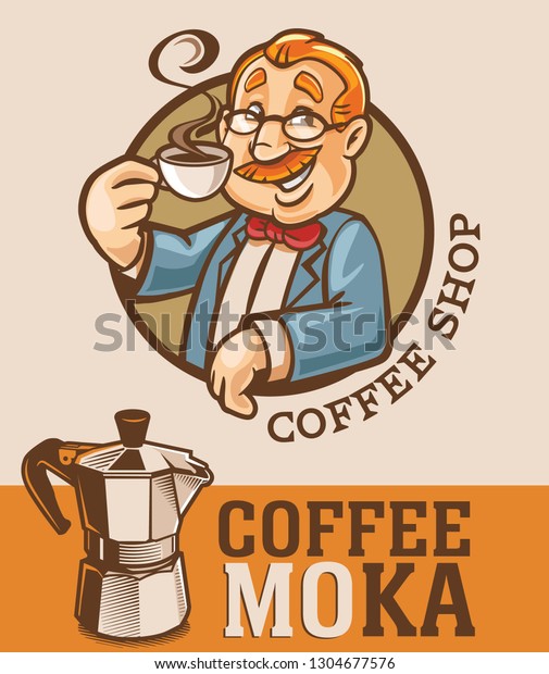 Man Coffee Logo Bar Stock Vector (Royalty Free) 1304677576
