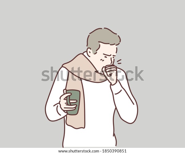 Man Coughing Hand Drawn Style Vector Stock Vector (Royalty Free ...