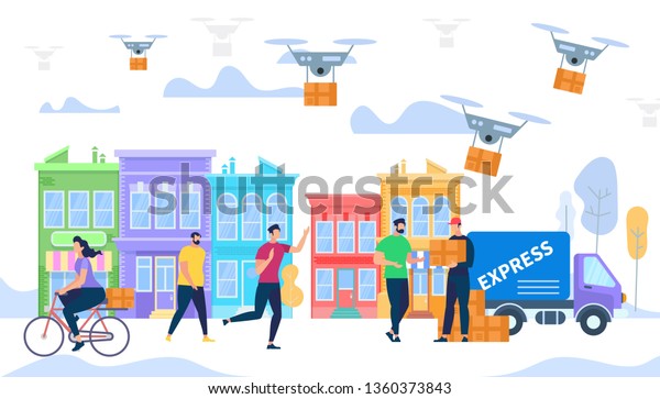 Man Courier Bring Box By Express Stock Vector (Royalty Free) 1360373843 ...