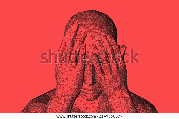 Man Covering Face Both Hands Human Stock Vector (Royalty Free ...