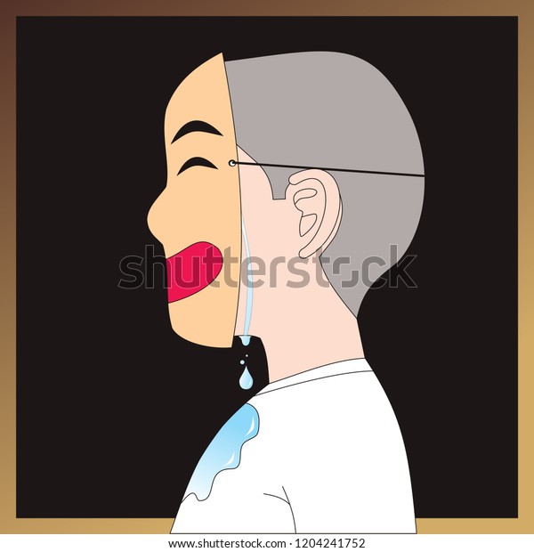 Man Crying Behind Smile Mask Cartoon Stock Vector (Royalty Free ...