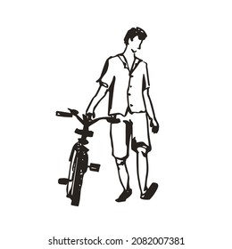 Man Cycle Hand Drawn People Sketch Stock Vector (Royalty Free ...