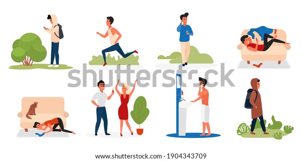 Man Daily Activity Vector Illustration Set Stock Vector (Royalty Free ...