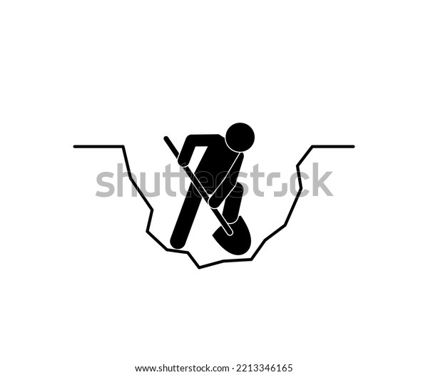 Man Digs Hole Stick Figure Icon Stock Vector (Royalty Free) 2213346165 ...