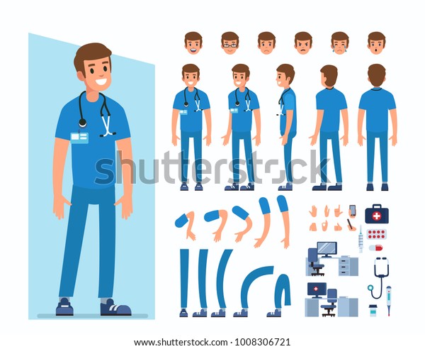 Man Doctor Character Objects Animation Scene Stock Vector (Royalty Free ...
