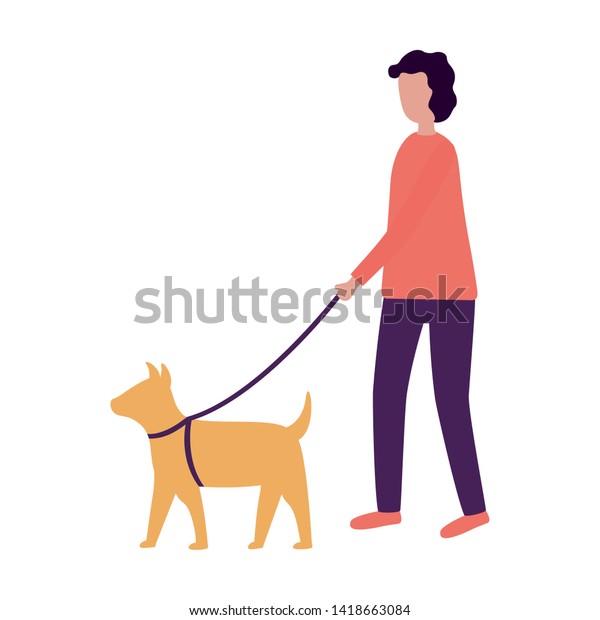 Man Dog Activities Outdoors Vector Illustration Stock Vector (Royalty ...