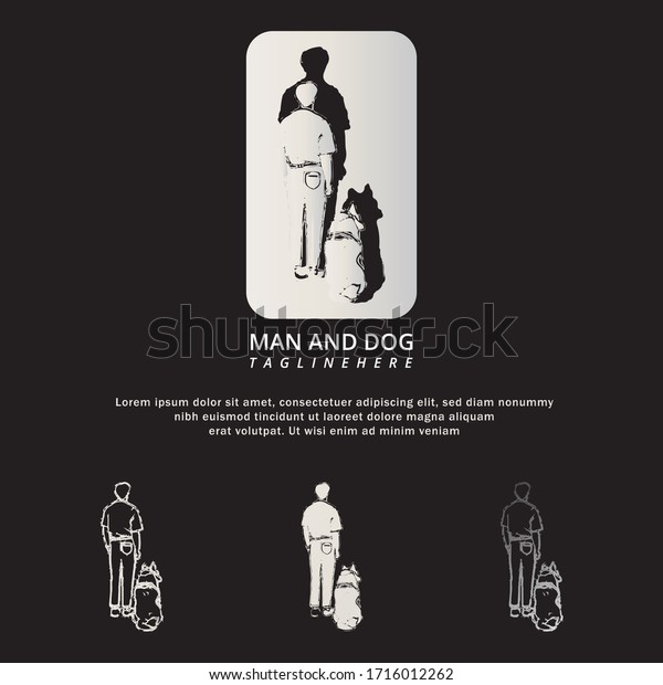 Man Dog Logo Concept Hand Drawn Stock Vector (Royalty Free) 1716012262 ...