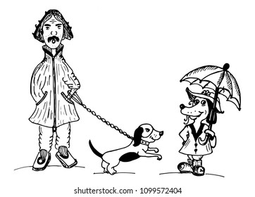 Man Dog Vector Illustration Stock Vector (Royalty Free) 1099572404 ...
