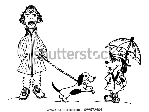 Man Dog Vector Illustration Stock Vector (Royalty Free) 1099572404 ...