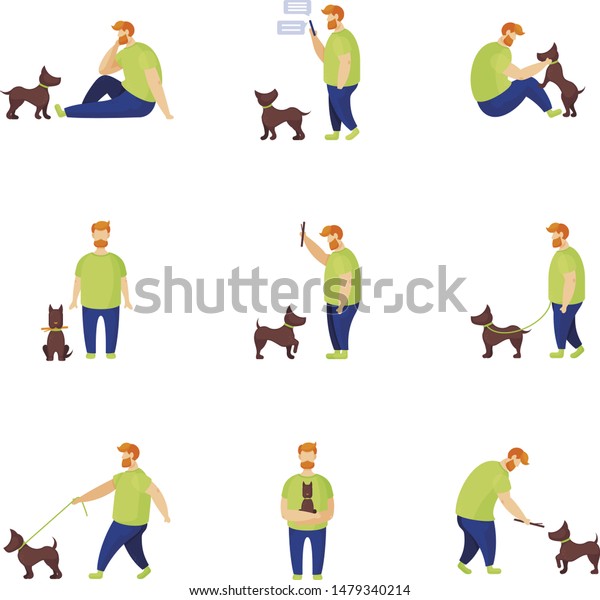 Man Dogvector Illustration Flat Style Stock Vector (Royalty Free ...