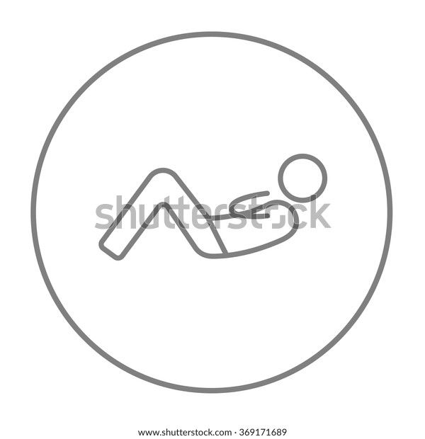 Man Doing Abdominal Crunches Line Icon Stock Vector (Royalty Free ...
