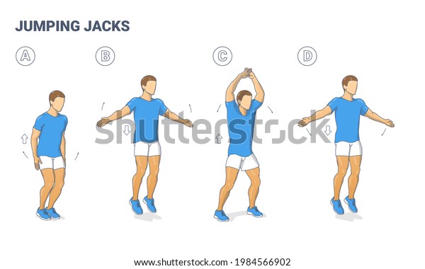 Man Doing Jumping Jacks Home Workout Stock Vector (Royalty Free ...