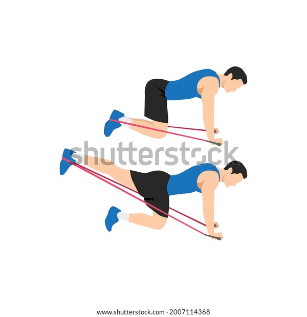 Man Doing Resistance Band Glute Kickbacks Stock Vector (Royalty Free ...