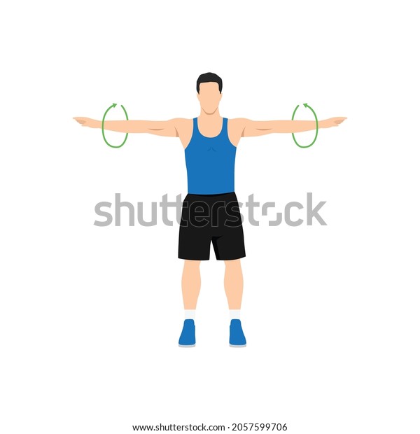 Man Doing Standing Arm Circles Exercise Stock Vector (Royalty Free ...