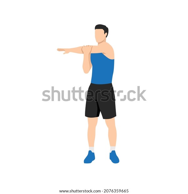 Man Doing Standing Cross Body Arm: เวกเตอร์สต็อก (ปลอดค่าลิขสิทธิ์ ...