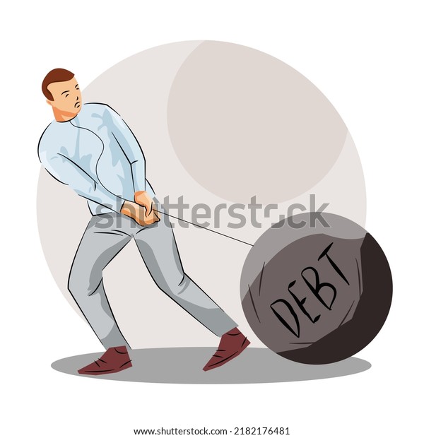 Man Dragging Big Round Stone Illustration Stock Vector (Royalty Free ...