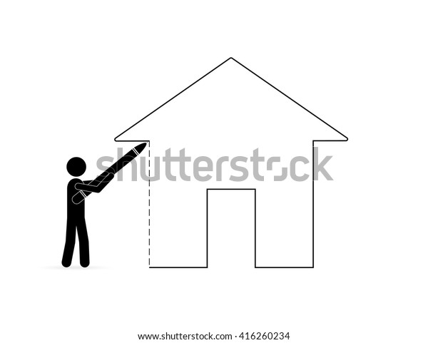 Man Drawing House Plan Stock Vector (Royalty Free) 416260234 | Shutterstock