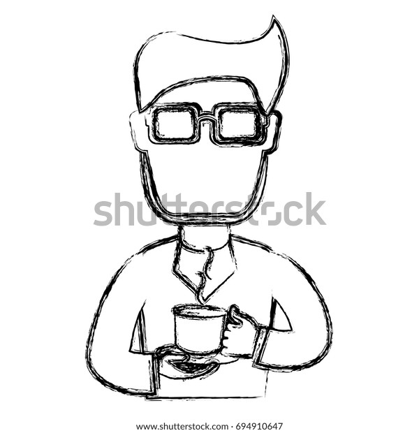 Man Drinking Coffee Avatar Stock Vector (Royalty Free) 694910647 ...