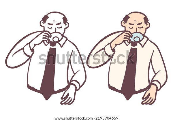Man Drinks Tea Cup Vector Illustration Stock Vector (Royalty Free ...