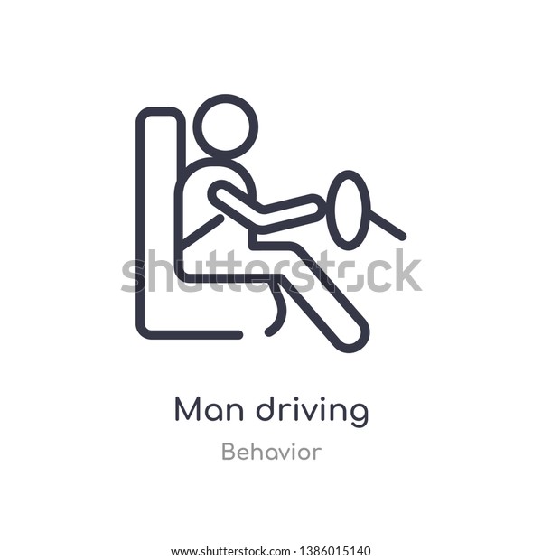 Man Driving Outline Icon Isolated Line Stock Vector (Royalty Free ...