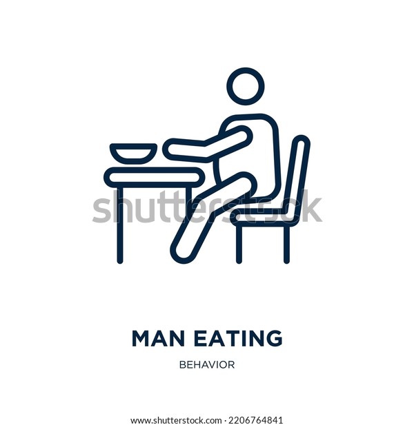 Man Eating Icon Behavior Collection Thin Stock Vector (Royalty Free ...