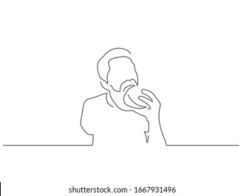 Man Eating Isolated Line Drawing Illustration Stock Vector (Royalty ...