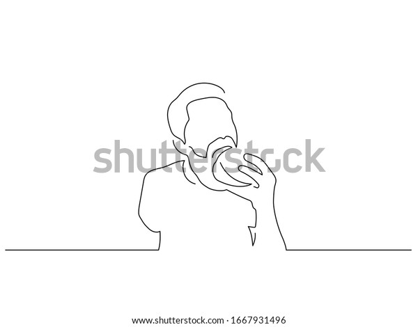Man Eating Isolated Line Drawing Illustration Stock Vector (Royalty ...
