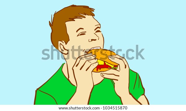 Man Eating Sandwich Cartoon Vector Sketch Stock Vector (Royalty Free ...