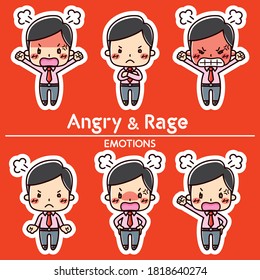 Man Emotion Set Angry Rage Illustrations Stock Vector (Royalty Free ...