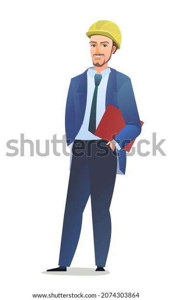 Man Engineer Suit Protective Helmet Office Stock Vector (Royalty Free ...