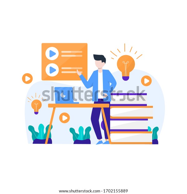 Man Enjoys Online Learning Course Add Stock Vector (Royalty Free ...