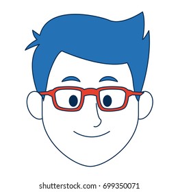 Man Face Character Smiling Blue Hair Stock Vector (Royalty Free) 671398735