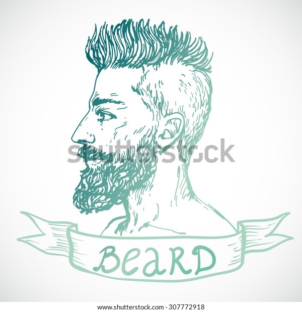 Man Face Beard Hand Drawn Ink Stock Vector (Royalty Free) 307772918 ...