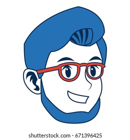Man Face Character Smiling Blue Hair Stock Vector (Royalty Free ...