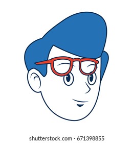 Man Face Character Smiling Blue Hair Stock Vector (Royalty Free ...