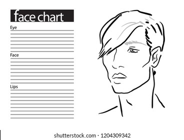 Man Face Chart Makeup Artist Blank 스톡 일러스트 1210042180 | Shutterstock