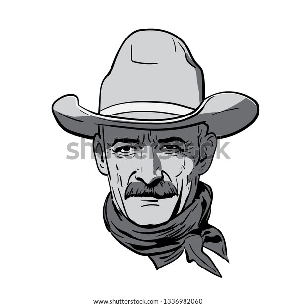 Man Face Cowboy Hat Western Portrait Stock Vector (Royalty Free ...