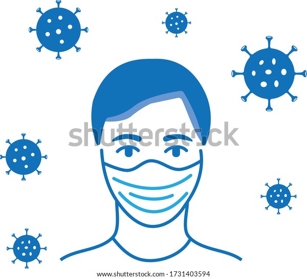 Man Face Flu Mask Icon Symbolman Stock Vector (Royalty Free) 1731403594 ...
