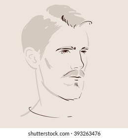 Man Face Hand Drawn Line Art Stock Vector (Royalty Free) 393263476 ...