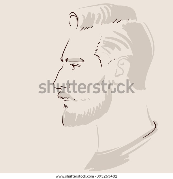 Man Face Hand Drawn Line Art Stock Vector (Royalty Free) 393263482