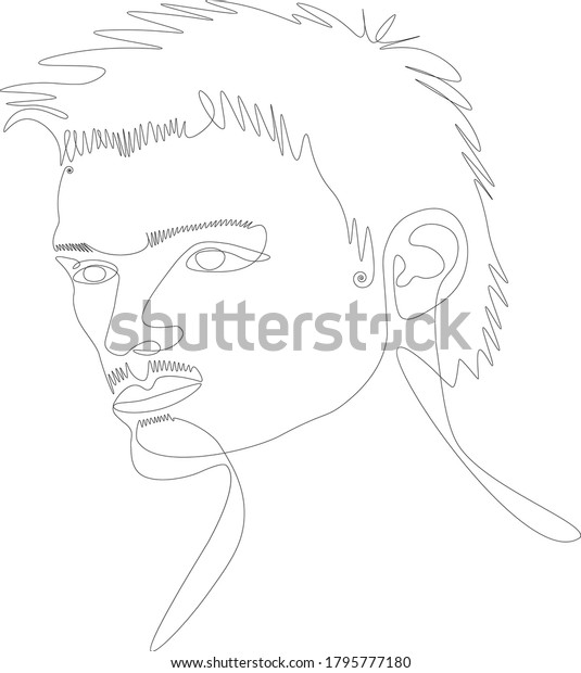 Man Face One Line Drawing Art Stock Vector (Royalty Free) 1795777180 ...