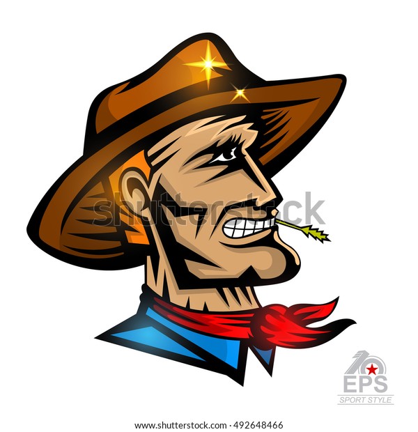 Man Face Profile Cowboy Hat Isolated Stock Vector (Royalty Free) 492648466