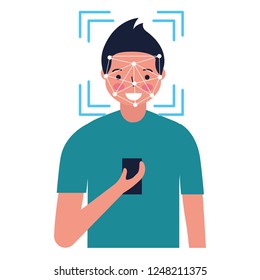 Man Face Scan Biometric Digital Technology Stock Vector (Royalty Free ...
