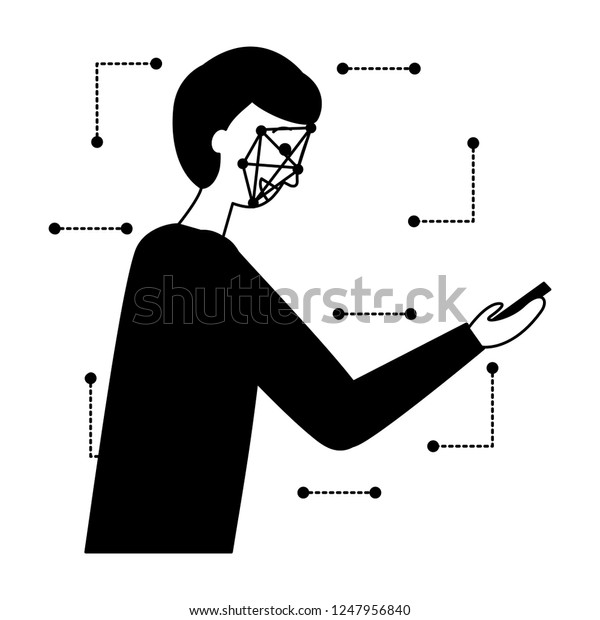 Man Face Scan Biometric Digital Technology Stock Vector (Royalty Free ...