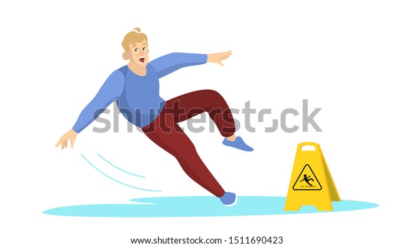 Man Falling On Wet Floor Caution Stock Vector (Royalty Free) 1511690423 ...