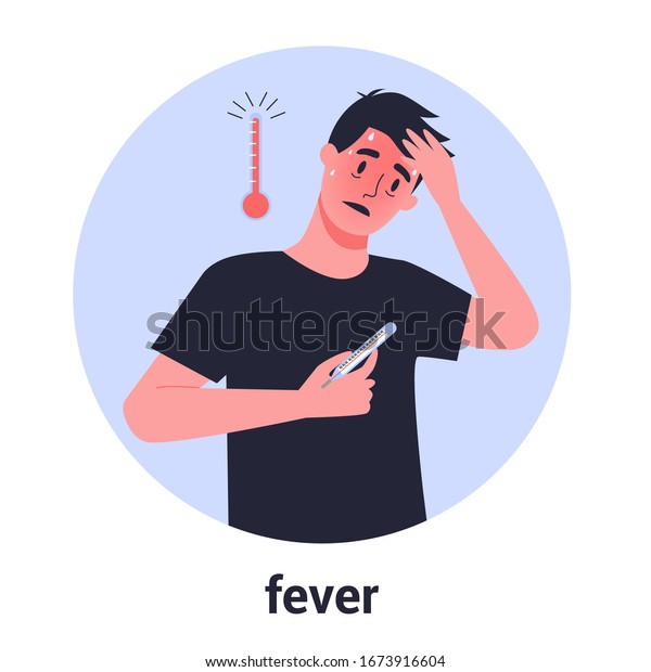 Man Fever High Temperature Symptom Flu Stock Vector (Royalty Free ...