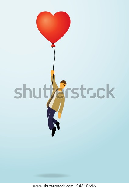 Man Floating Away Your Heart Stock Vector (Royalty Free) 94810696