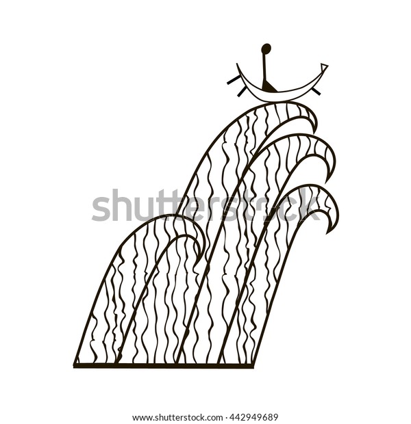 Man Floating Boat On Waves Vector Stock Vector (Royalty Free) 442949689 ...
