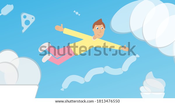 Man Flying His Arms Outstretched Among Stock Vector (Royalty Free ...