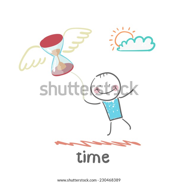 Man Flying Hourglass Stock Vector (Royalty Free) 230468389 | Shutterstock